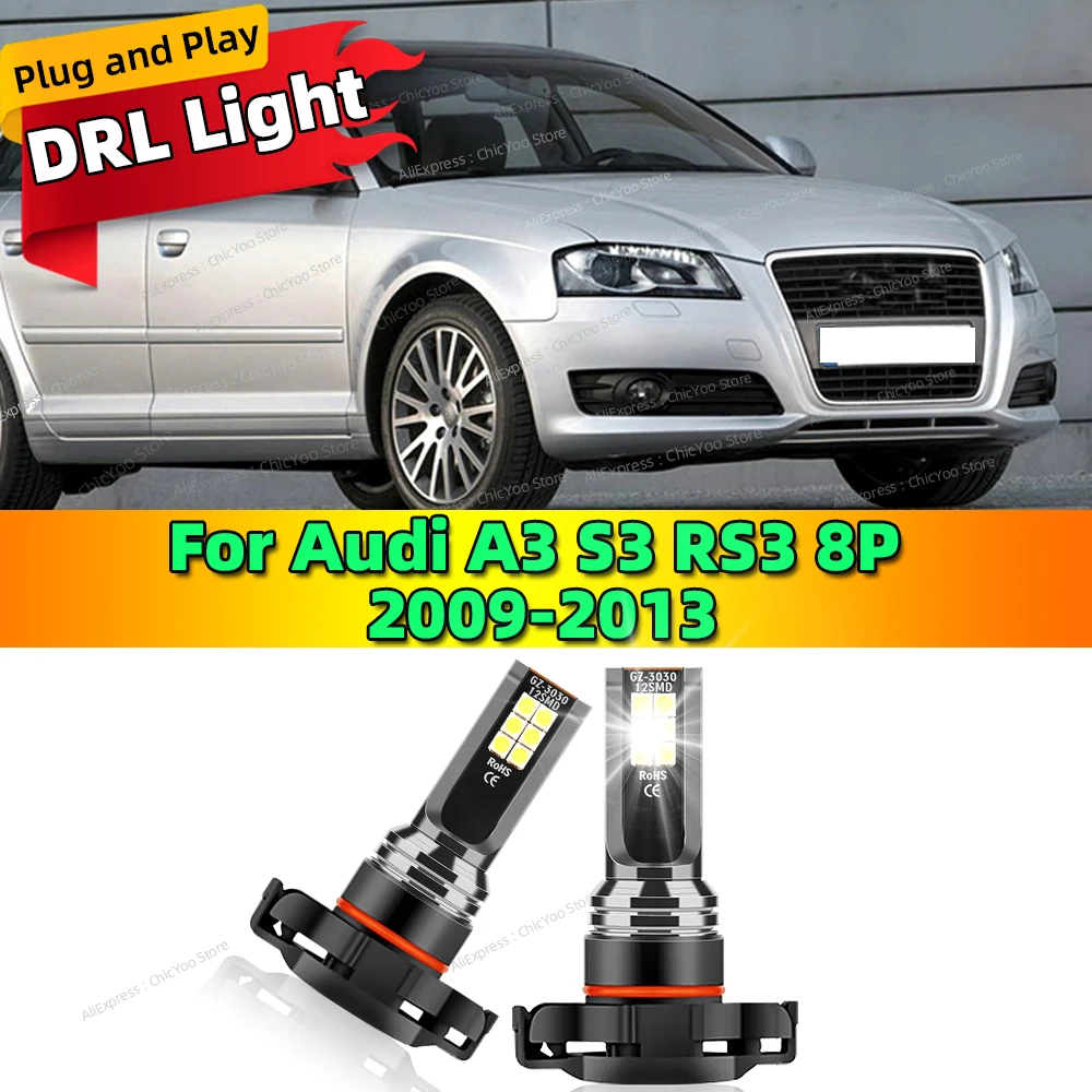 2pcs LED Daytime Running Light DRL Bulb Lamp Canbus 15000LM For Audi A3 ...