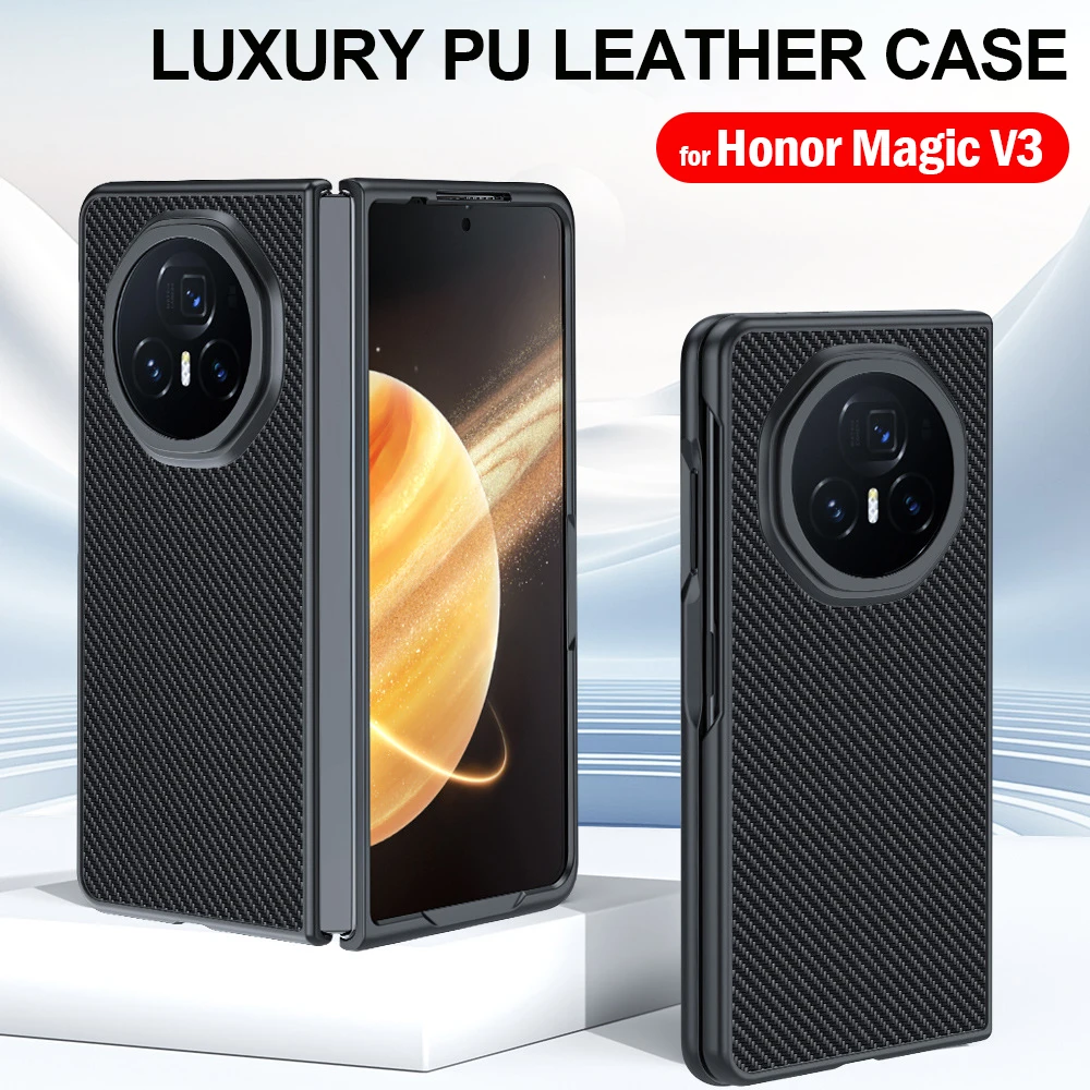 For-Honor-Magic-V3-5G-Case-Luxury-Carbon-Fiber-Texture-PU-Leather ...