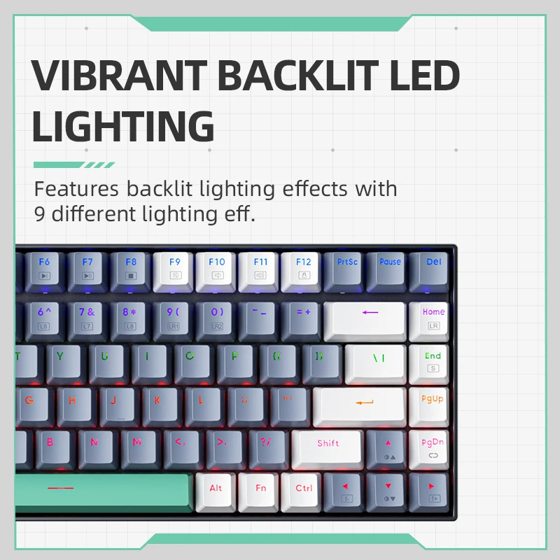 Machenike K500-B84 TKL Wired Mechanical Keyboard 84 Keys LED Backlight ...