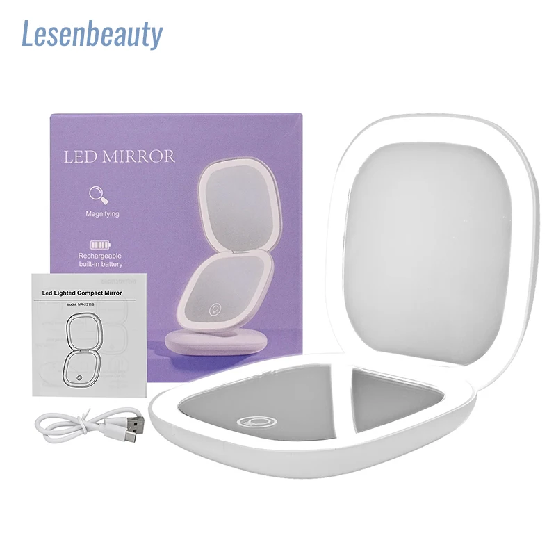 Led-Compact-MINI-Makeup-Mirror-With-Light-5X-Magnifying-Small-Pocket ...