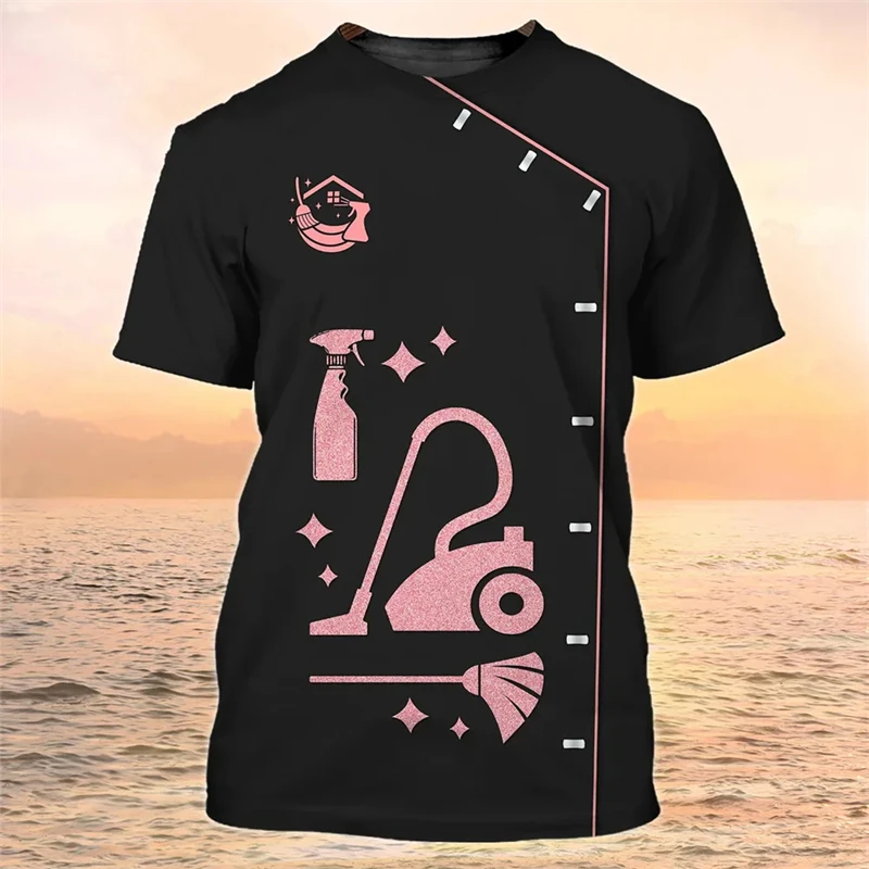 New-Cleaning-Tools-3d-Printed-T-Shirt-Woman-Men-House-Cleaner-Uniform ...