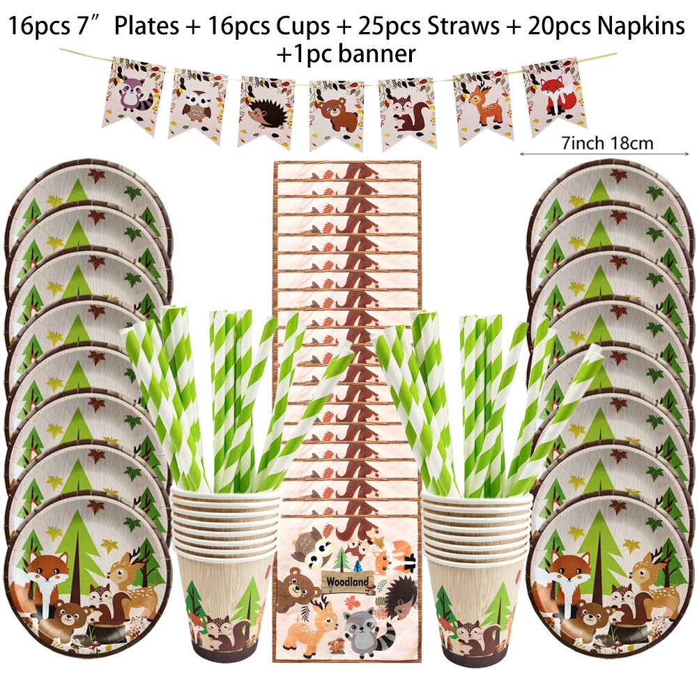 62-86Pcs-Butterfly-Paper-Dispasable-Tableware-Set-Cartoon-Bear-Animal ...