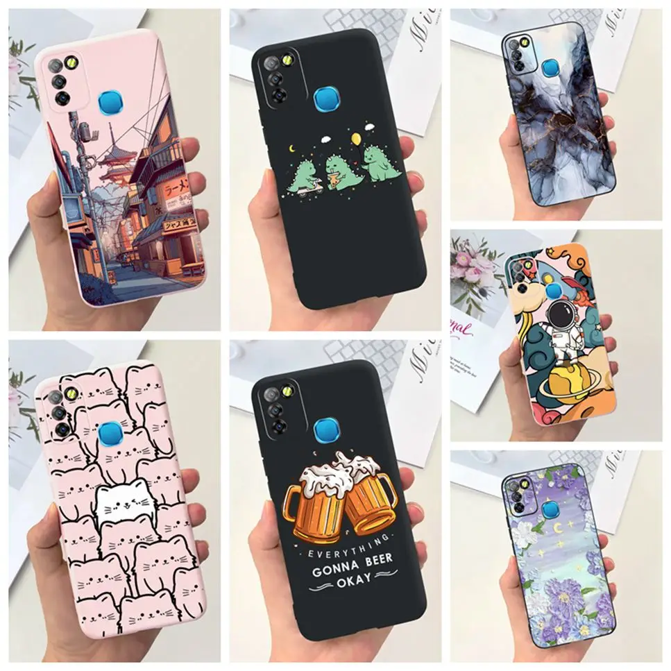 New-Design-Cases-For-Infinix-Smart-5-6-6-Soft-Silicone-Cute-Cat-Black ...