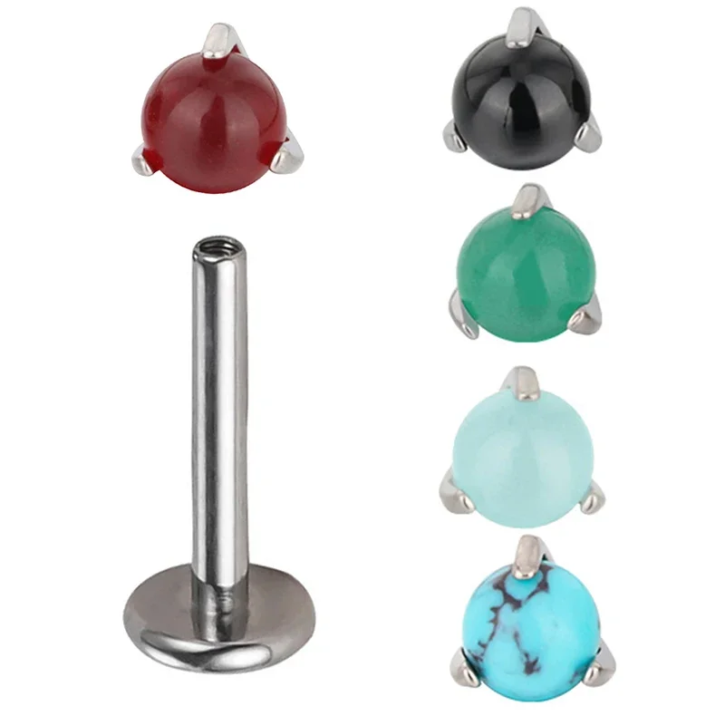 ASTM F136 titanio PIERC esfericidad oreja labio Studs con piedra ...