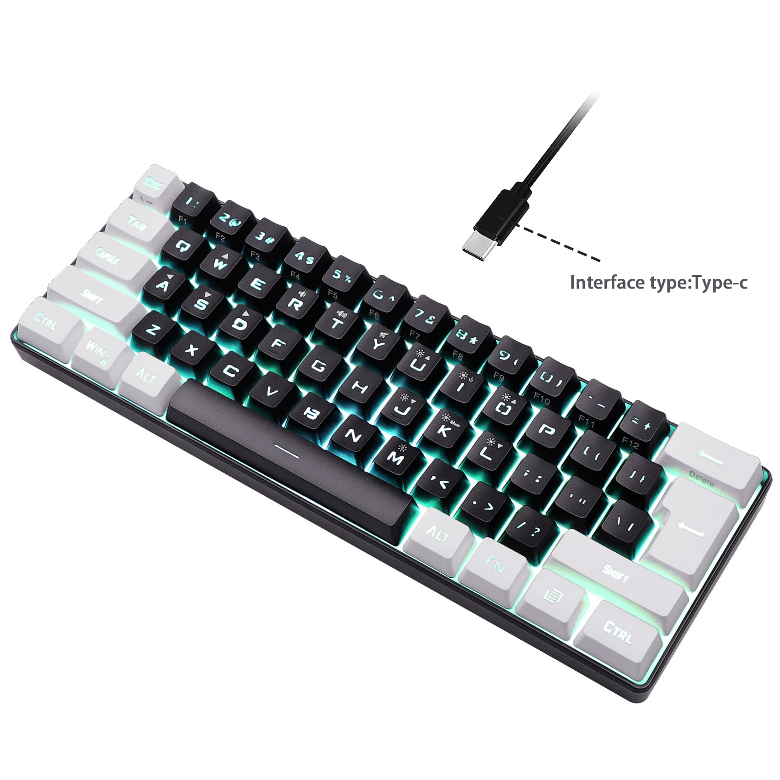 Wired 61-Key game Mini RGB Luminous Keyboard Mechanical Feel Business ...
