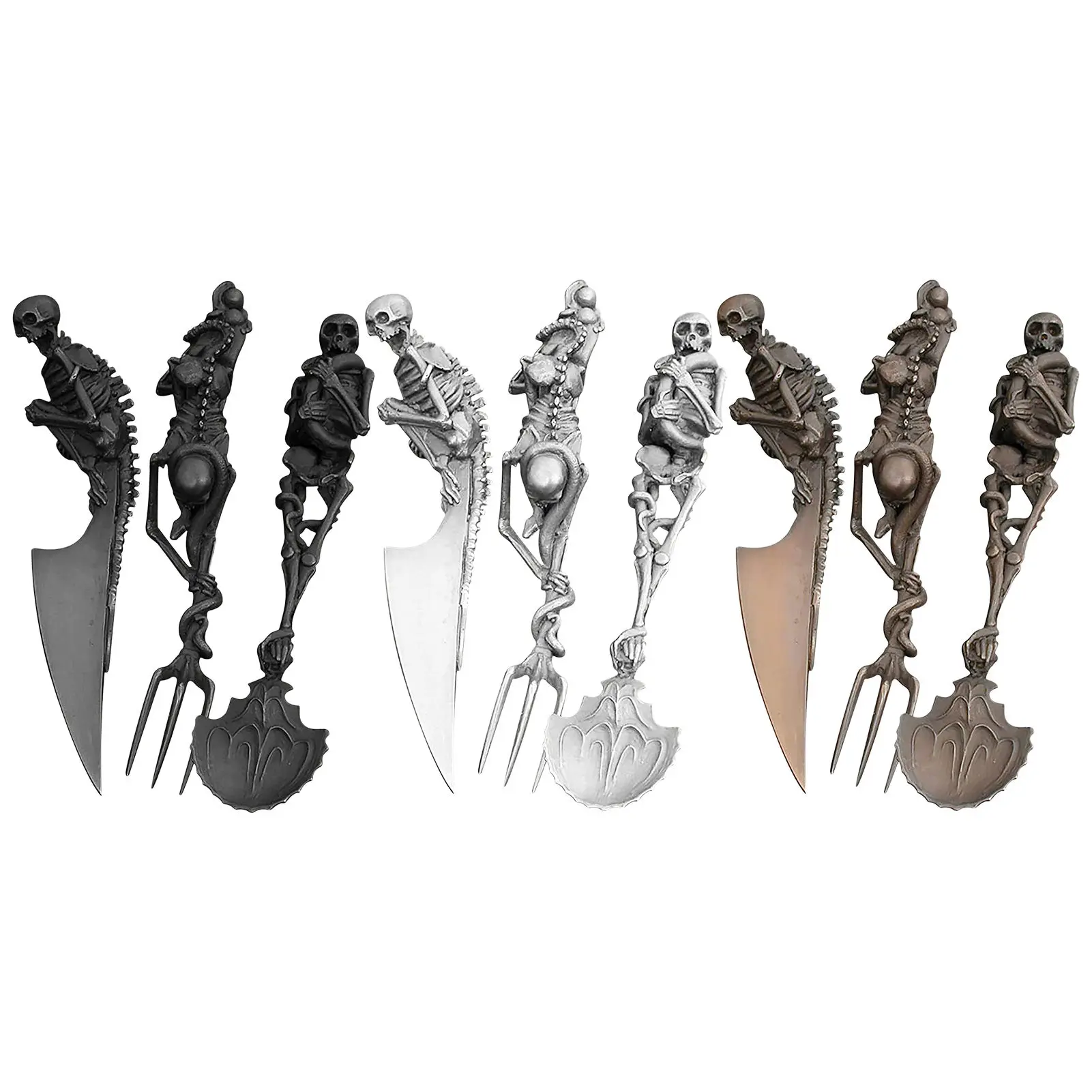 Halloween-Skeleton-Cutlery-Set-Metal-Flatware-Tableware-Skeletal-Fork ...