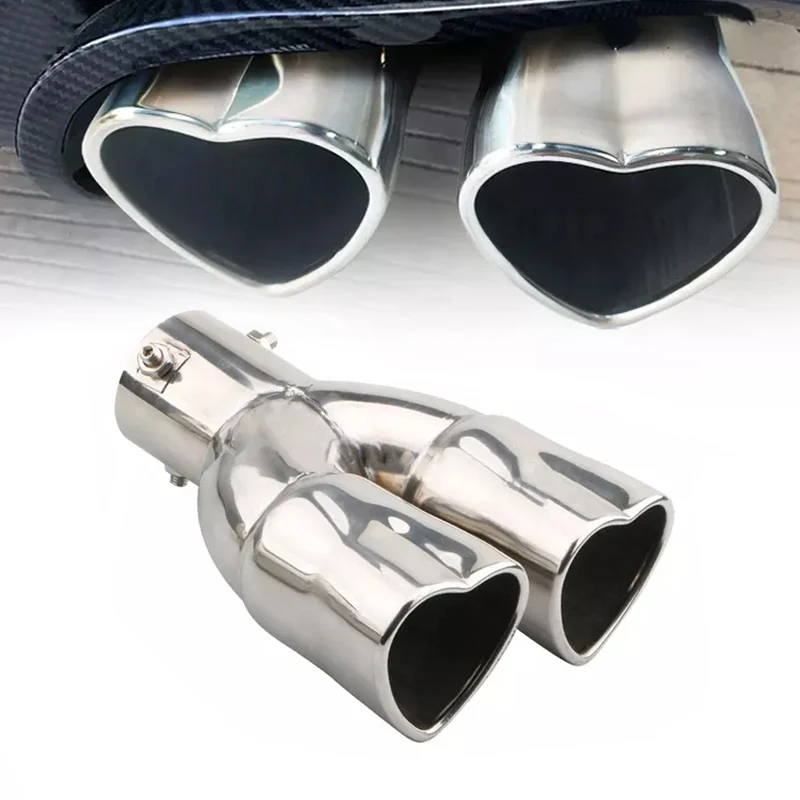 Car Accessories Universal Heart Shape Style Stainless Steel Exhaust ...
