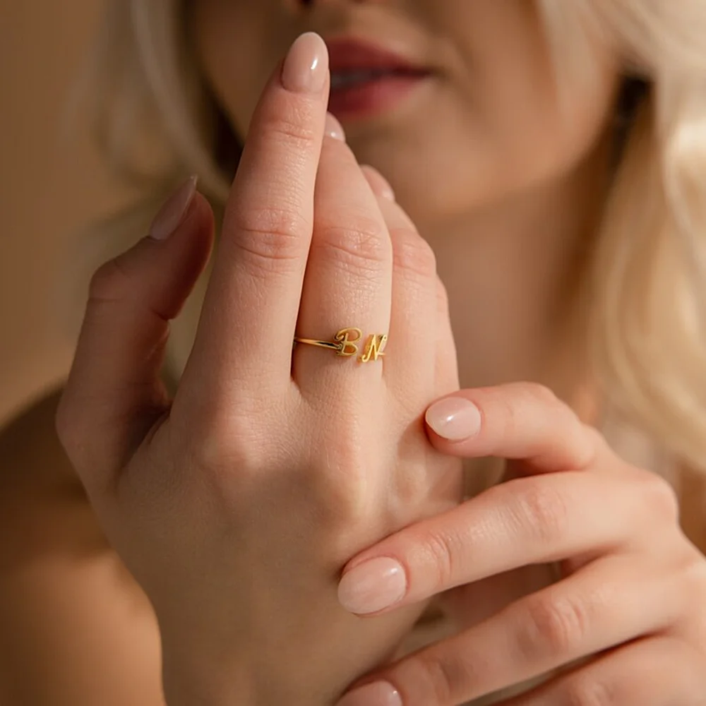 Customized-Rings-for-Women-Personalised-2-Letters-Stainless-Steel ...