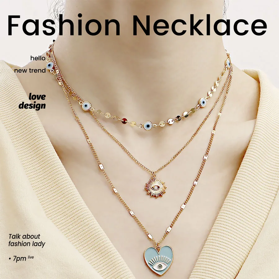 Layered-Chokers-Pingente-Evil-Eye-Chocker-Necklace-Ensembles-De-Pendant ...