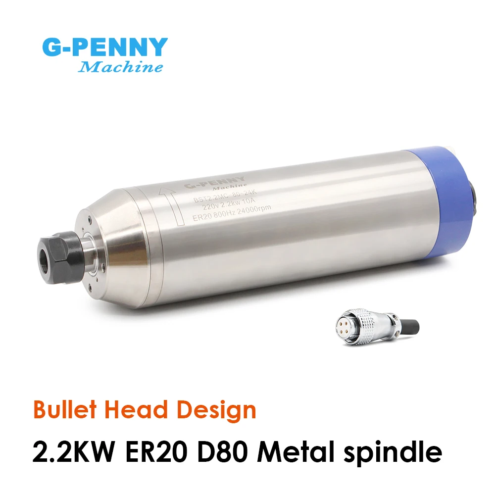 G-Penny 2.2kw ER20 Metal Spindle Water Cooled Spindle Motor 800Hz Pole ...