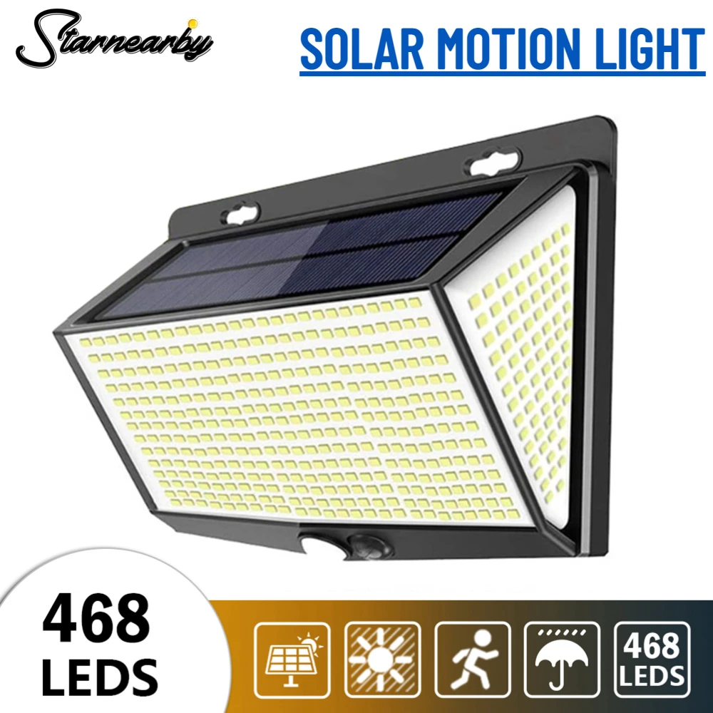 468LED-Outdoor-Solar-Lamp-Motion-Sensor-Wall-Lamps-Solar-Light-Wall ...