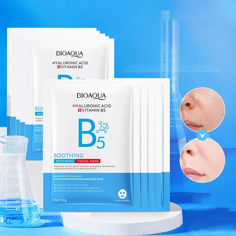 12PCS-BIOAQUA-Vitamin-B5-Mask-Multi-Effect-Repair-Mask-Hyaluronic-Acid ...