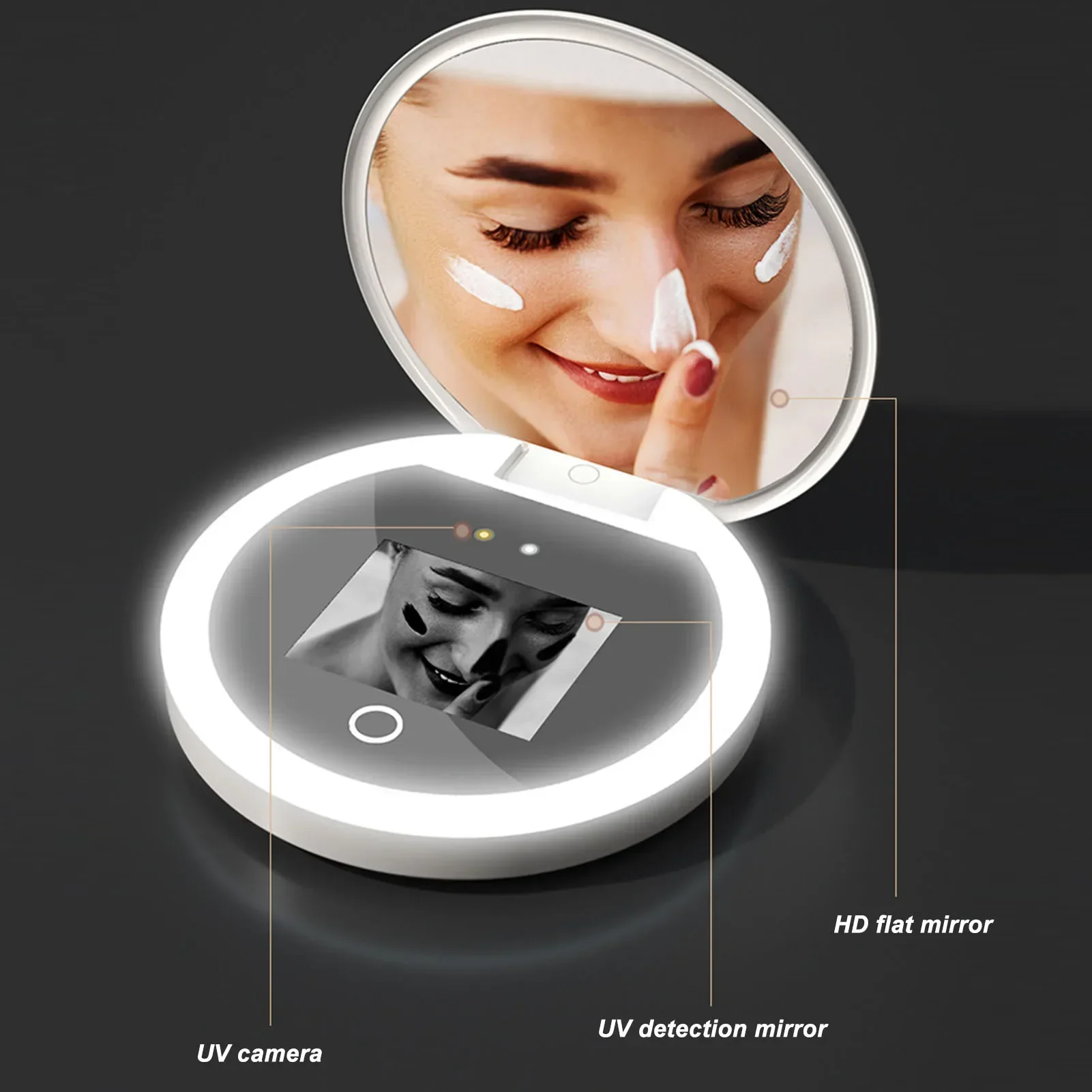 UV-Mirror-Sunscreen-Testing-Camera-with-Light-2X-Magnification-Travel ...
