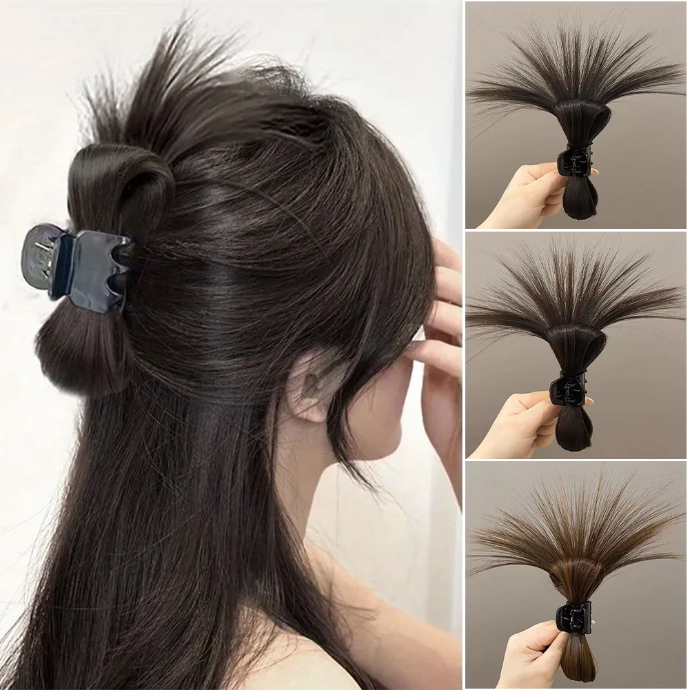 1Pc Synthetic Women Half-tie Hair Claw Feather Shuttlecock Head Lazy ...