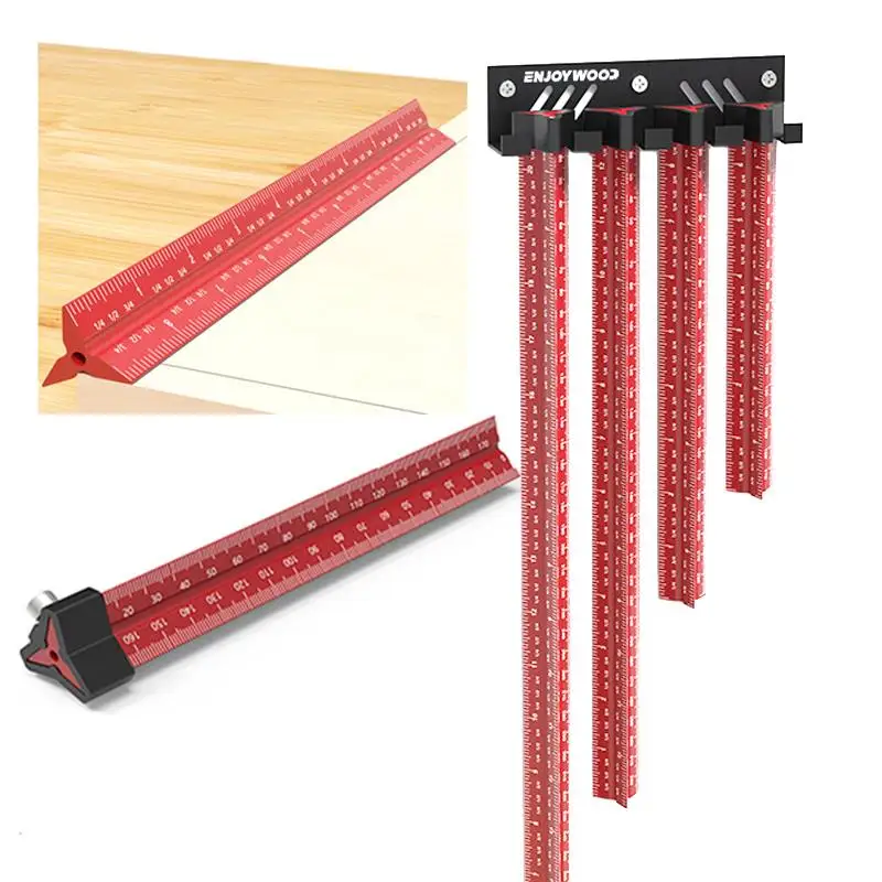 4 in 1 Metric/British Dual-Purpose 6 Sided Woodworking Scriber Ruler 6 ...