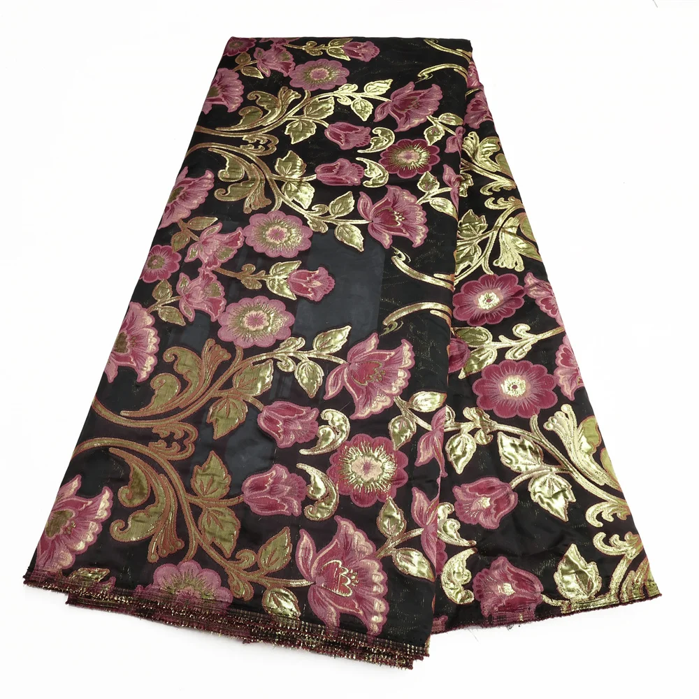 African-Jacquard-Fabric-Brocade-Gilding-Lace-Cloth-Nigerian-Floral ...