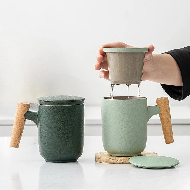 380ml Teacup Mugs With Dustproof Lid Tea Filter Heat Resistant Tea ...