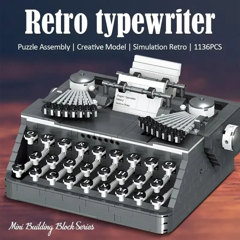 1136PCS-Retro-Typewriter-Building-Block-Model-Classic-Marking-Machine ...