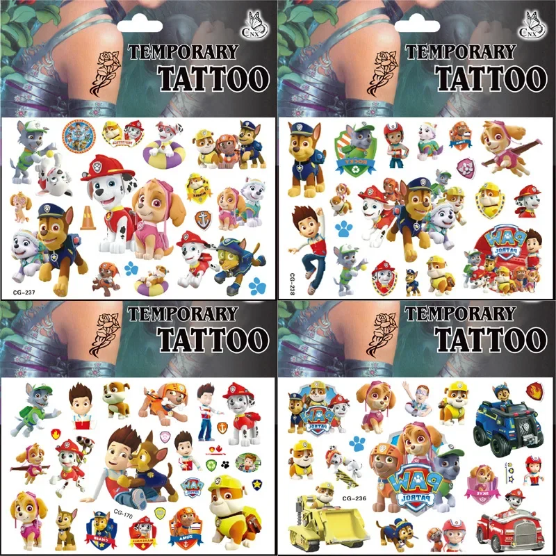 Paw-patrol-series-Chase-Marshall-Skye-Rocky-Rubble-Everest-Tattoo ...