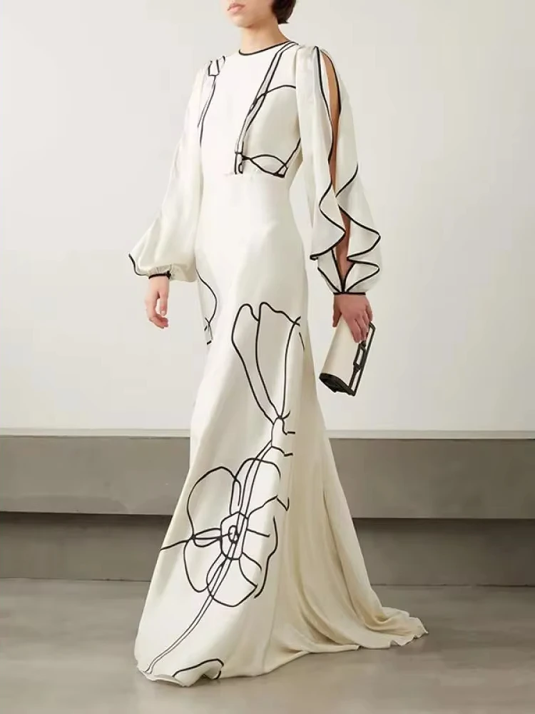 Yeezzi Women Elegant Falbala Party Evening Maxi Dresses 2025 New ...