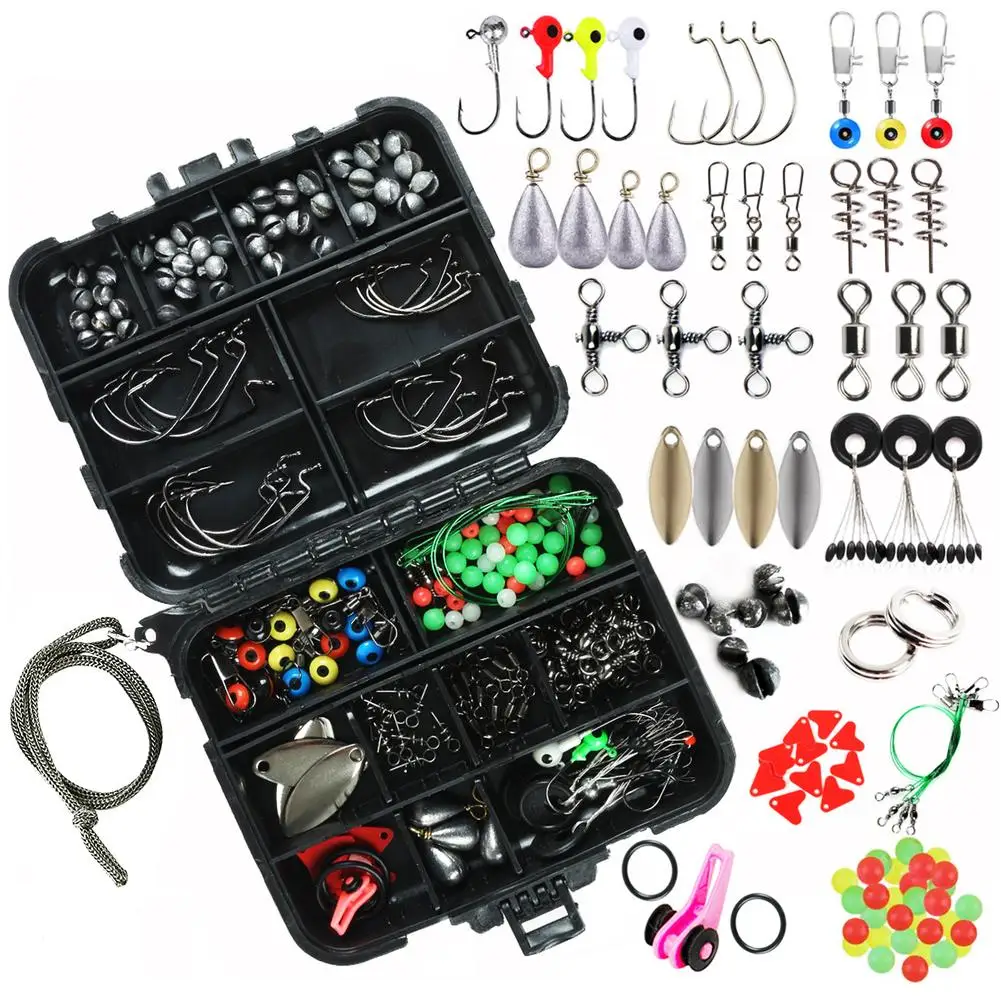 187pcs-Fishing-Accessories-Kit-Set-Including-Fishing-Hooks-Sinker ...