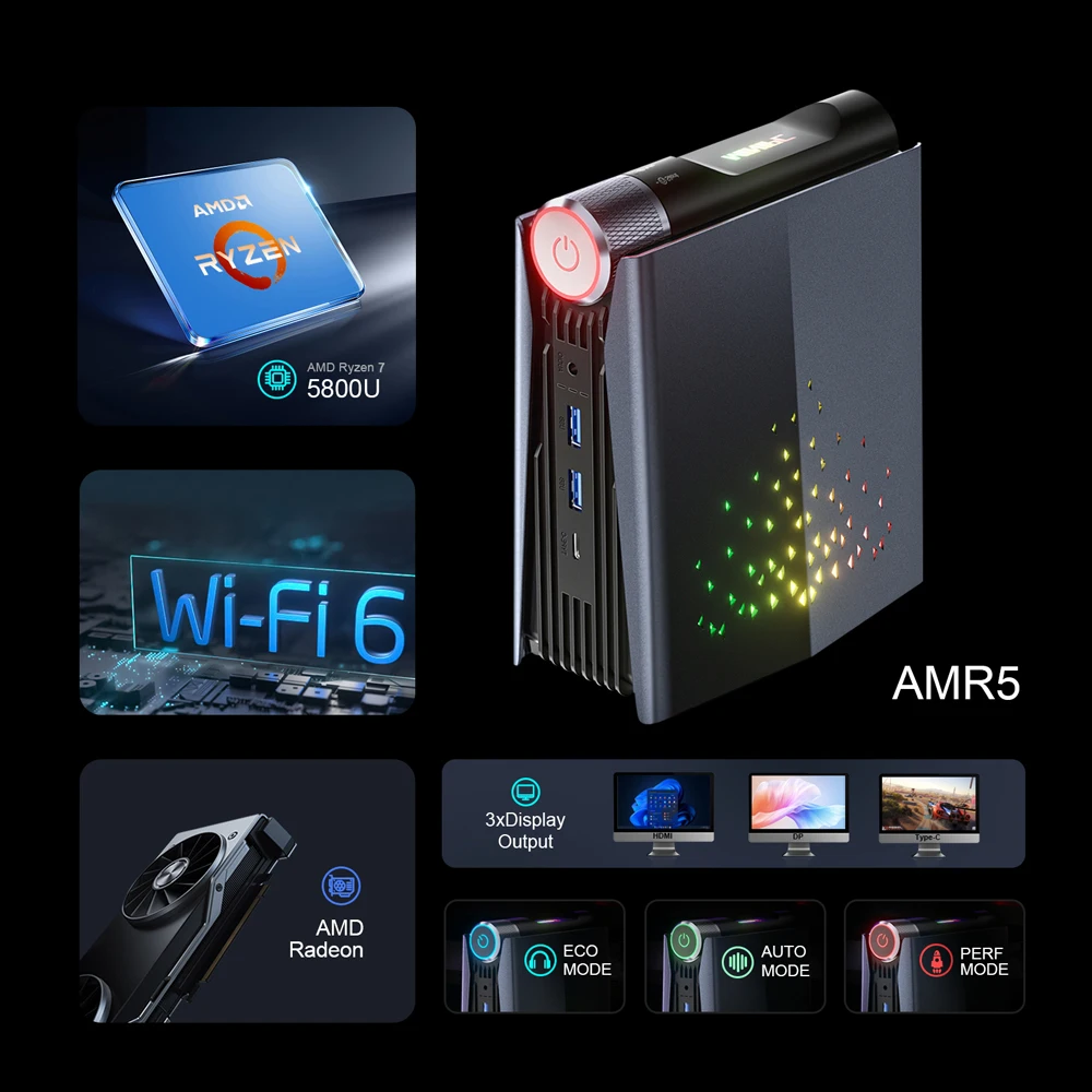 Chatreey AMR5 AM08 Mini PC Ryzen 9 7940HS R7 5700U 680M Gaming Desktop ...