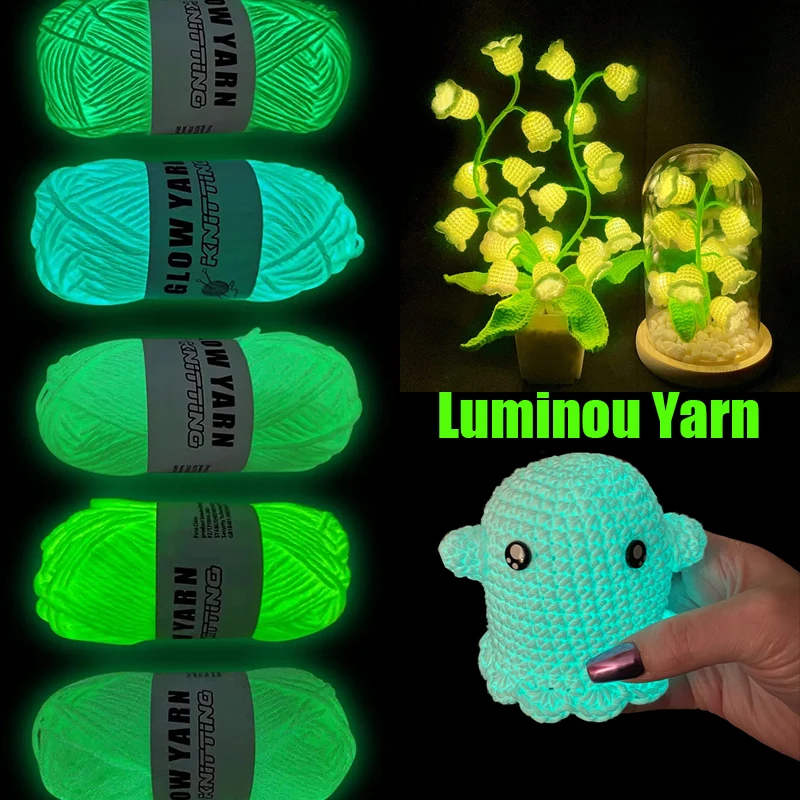70M Luminous Yarn Glow In The Dark Polyester Yarn For Knitting Carpet ...