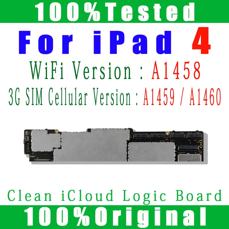 오리지널 무료 iCloud 플레이트 A1458 또는 A1459 A1460 iPad 4 마더 보드 로직 보드 16GB 32GB ...