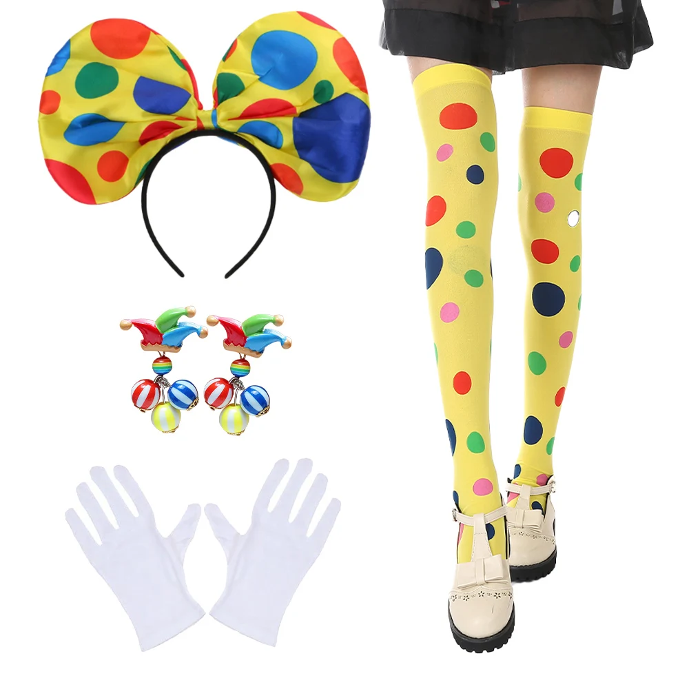 Clown-Socks-knee-high-Socks-Colorful-Rainbow-Garter-Clown-headband ...