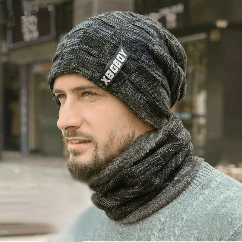 Winter-Hat-for-Men-Women-Pullover-Hat-Scarf-Suit-Plus-Velvet-Fleece ...