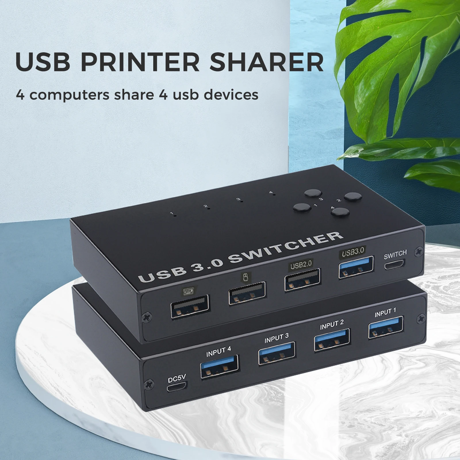 USB-3-0-KVM-Switcher-4-Port-Sharer-USB-Switcher-PC-Sharing-Splitter-for ...