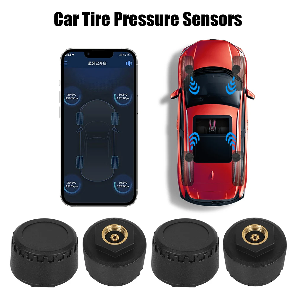 0 100PSI Universal TPMS Sensors Car Motorcycle Tire Pressure Monitoring ...