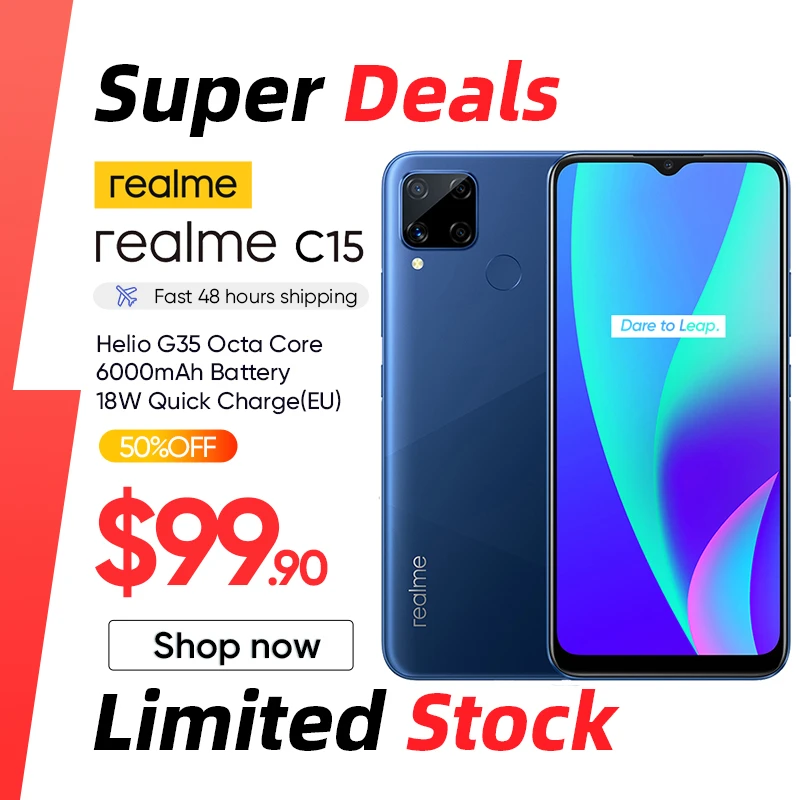 Realme-C15 Big Battery, 6000mAh, Helio G35, Octa Core, 18W Quick Charge ...