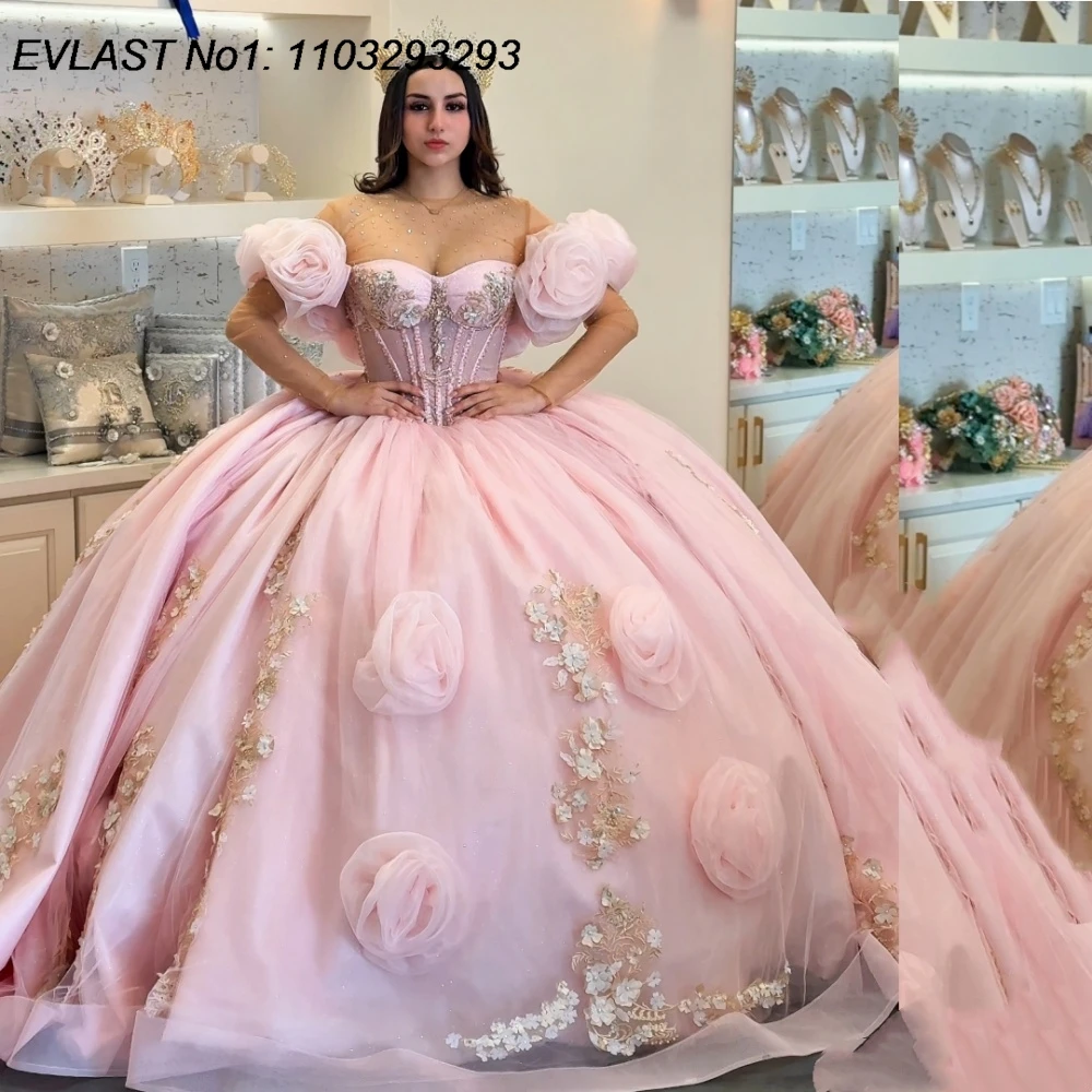 EVLAST personalizado elegante vestido De baile rosa vestido para ...
