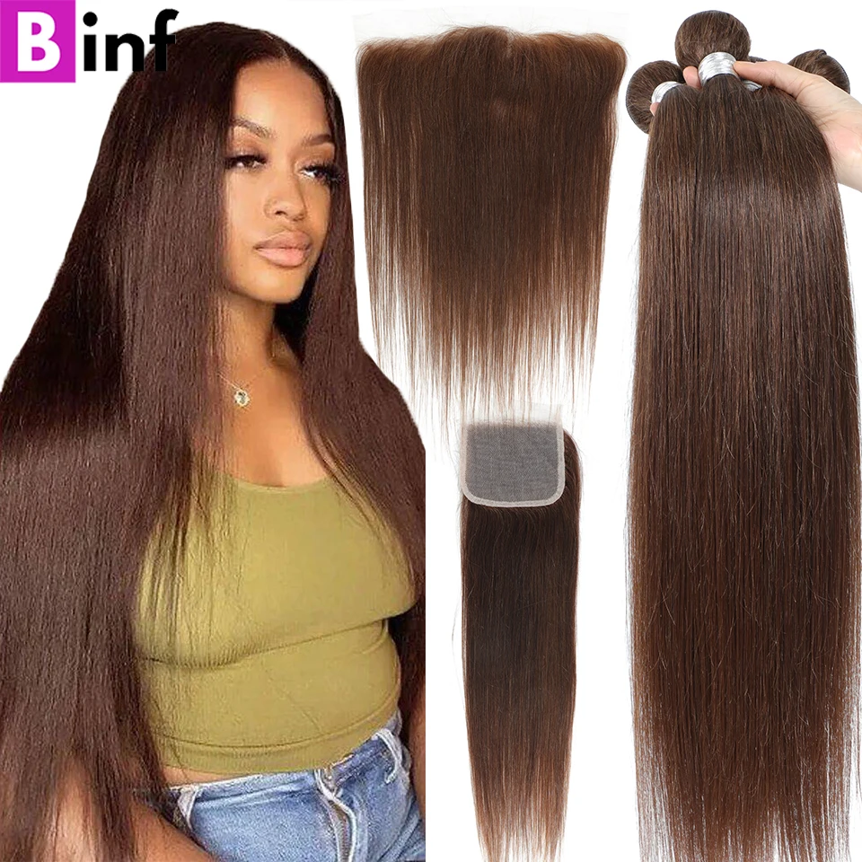 30-32-Inch-4-Chocolate-Brown-Straight-Human-Hair-Weave-Bundles-with ...