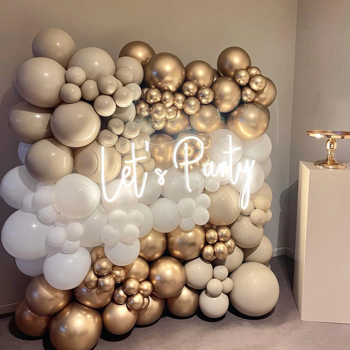 Metallic-Sands-White-Balloon-Wall-Garland-Arch-Birthday-Party ...