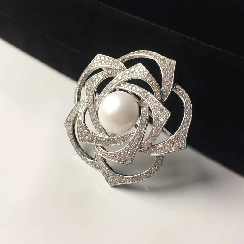 Natural-Fresh-Water-Pearl-Brooch-Flower-Style-For-Women-Fine-Jewelry ...