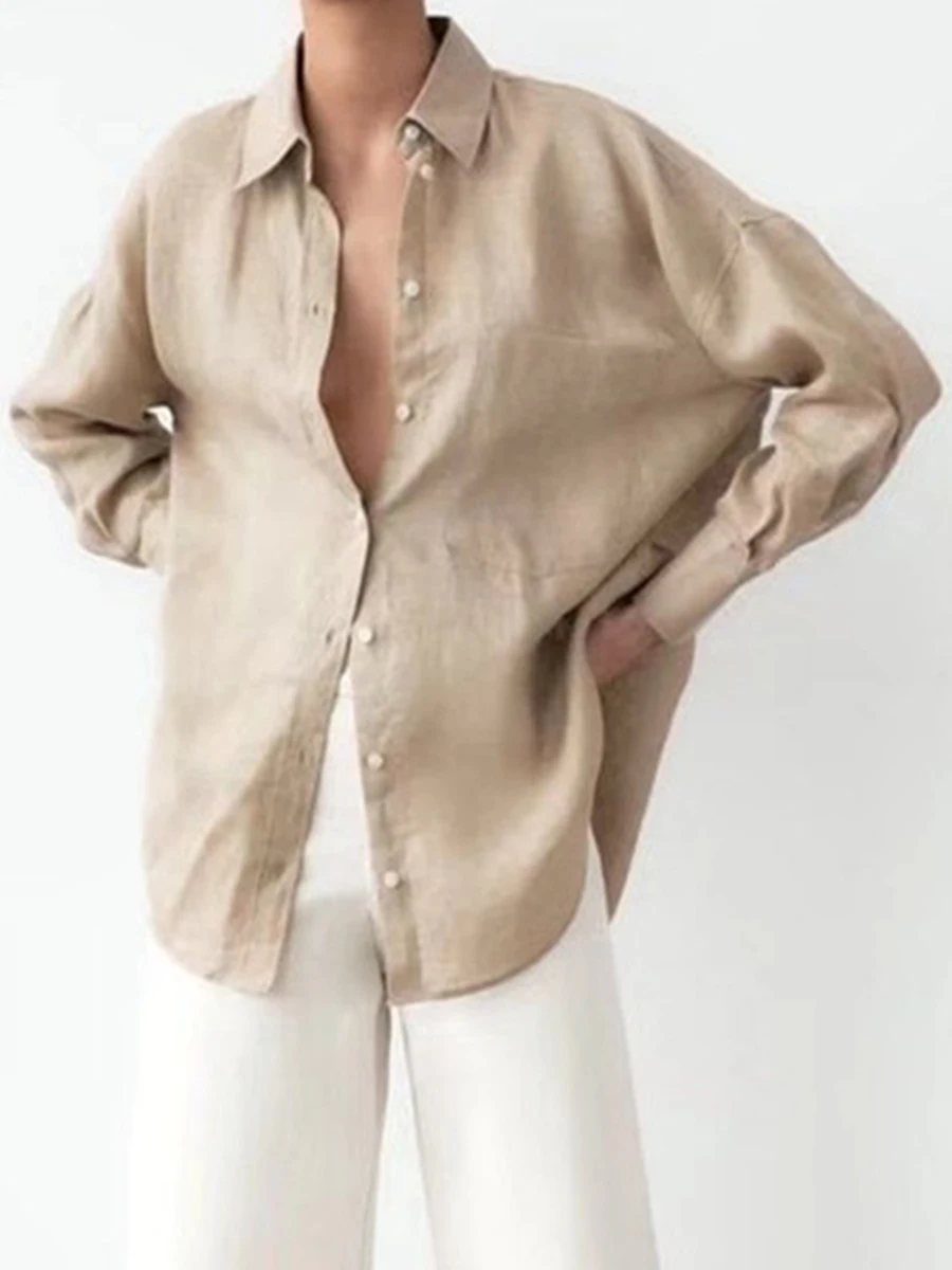 Solid-Color-Pocket-Blouse-Women-Spring-Chic-Long-Sleeve-Lapel-Collar-Button-Up-Blouses-Female ...