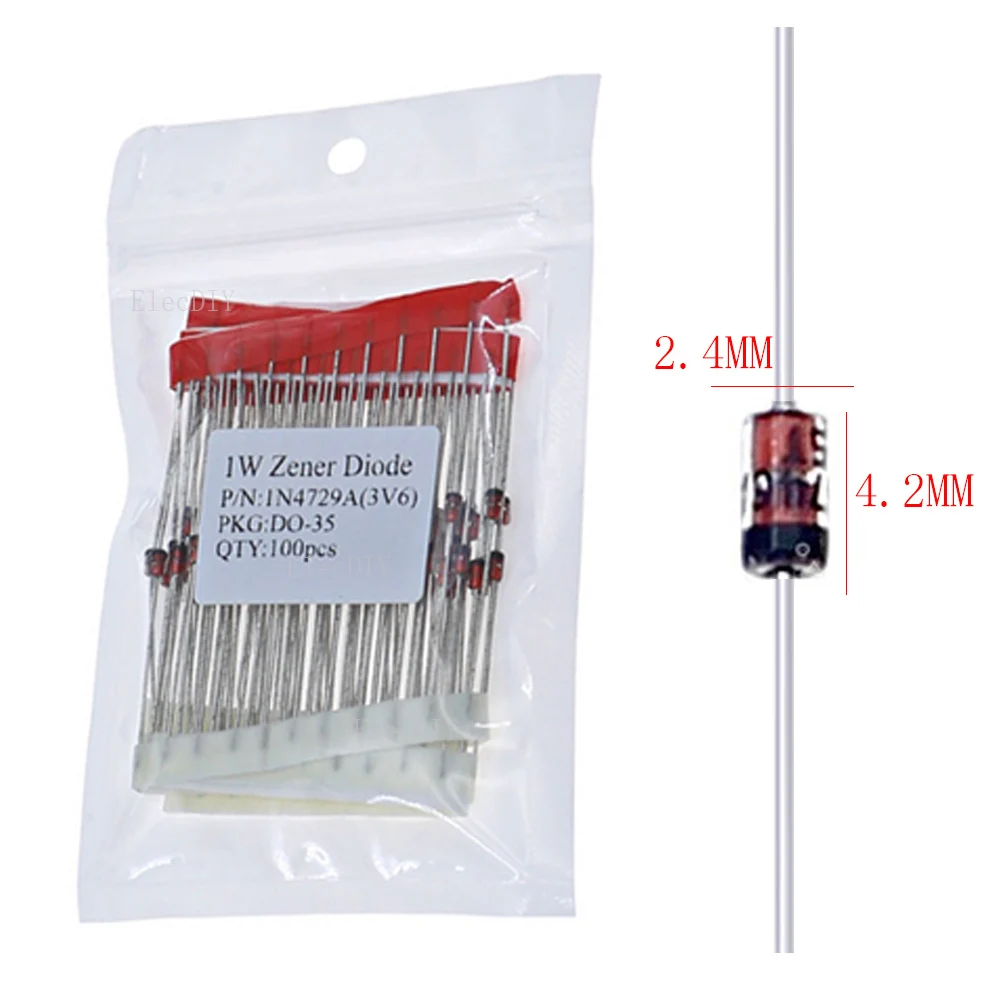 1W Zener Diode (3V 3.3V 3.6V 4.7V 5.1V 5.6V 6.2V 6.8V 7.5V 8.2V 10V 12V 13V 15V 16V 18V 20V 22V ...