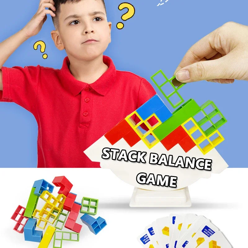 16-48 Blocks Building Block Brick Toy Balance Stacked Tetra Tower Game ...