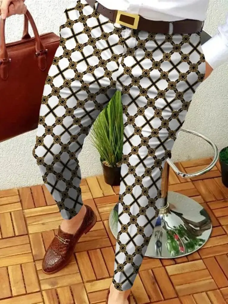 Men-Business-Casual-Trousers-Retro-Pattern-Print-Straight-Long-Pants ...