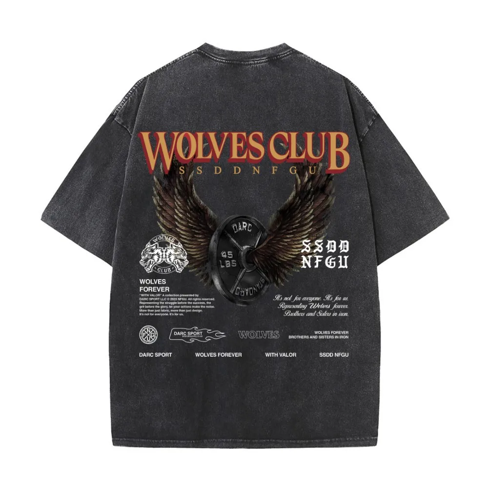 DARC-WOLVES-CLUB-Camiseta-lavada-de-gran-tama-o-para-hombre-camisetas ...