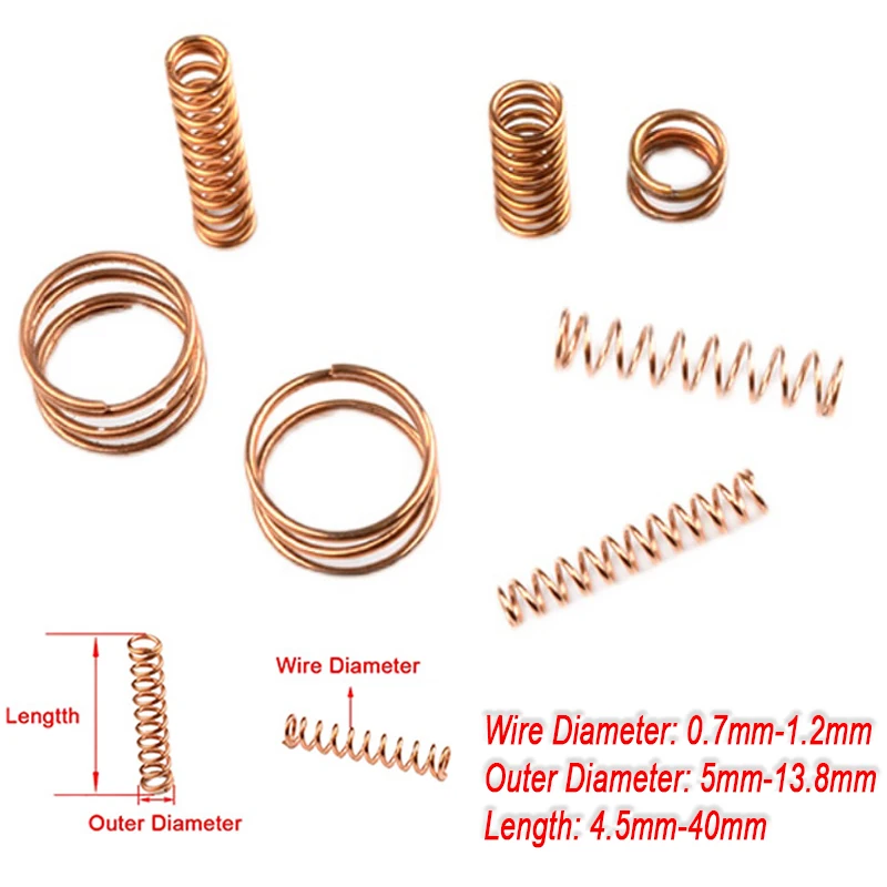 10pcs Wire Dia 0.7mm/0.8mm/0.9mm/1mm/1.2mm Phosphor Copper Compression ...