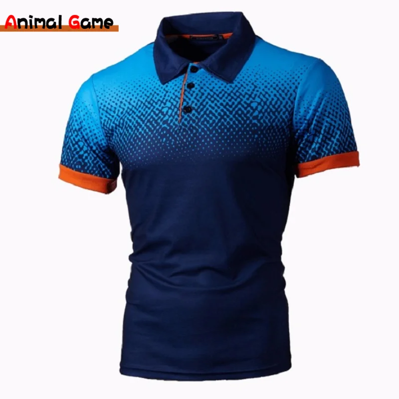 Summer Men Polo Men Shirt Short Sleeve Polo Shirt Contrast Color Polo ...