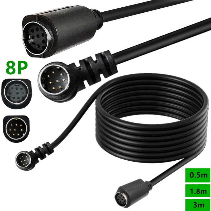 Bend Mini Din 8-pin Male To Male Cable 8 Core Audio/video Line S-video ...