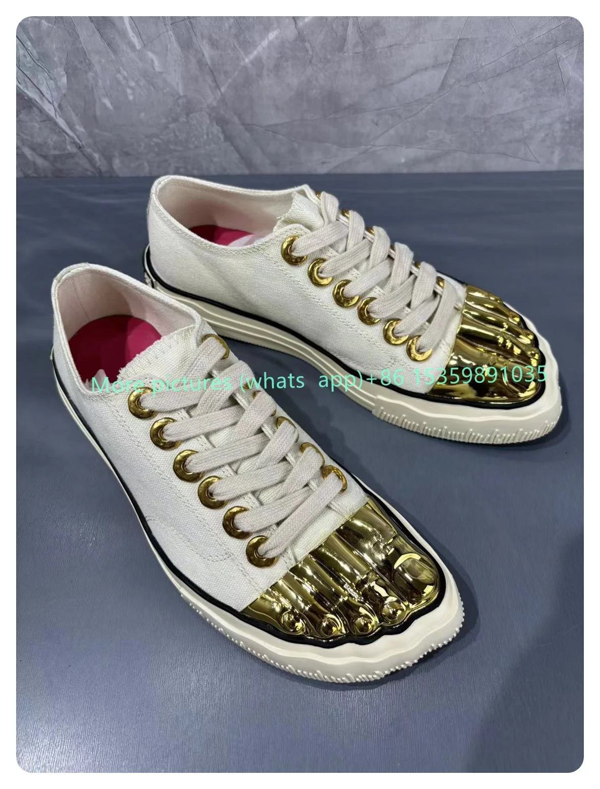 Five-Gold-Fingers-Toe-Flat-Lace-up-Canvas-Shoes-Round-Toe-Height ...