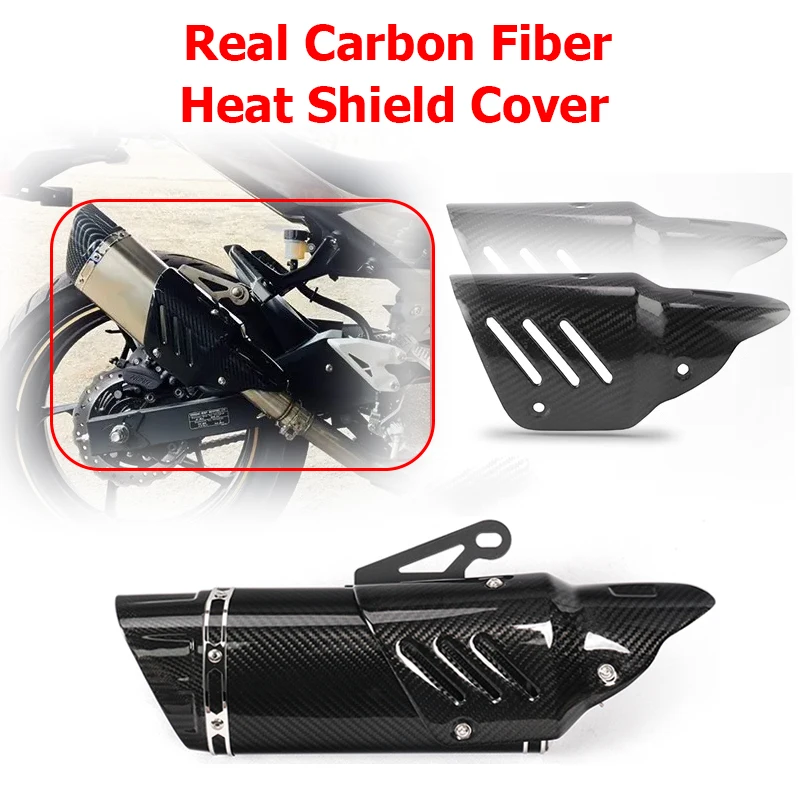 Motorcycle Exhaust Carbon Fiber Heat Shield Cover Guard Anti-Scalding ...