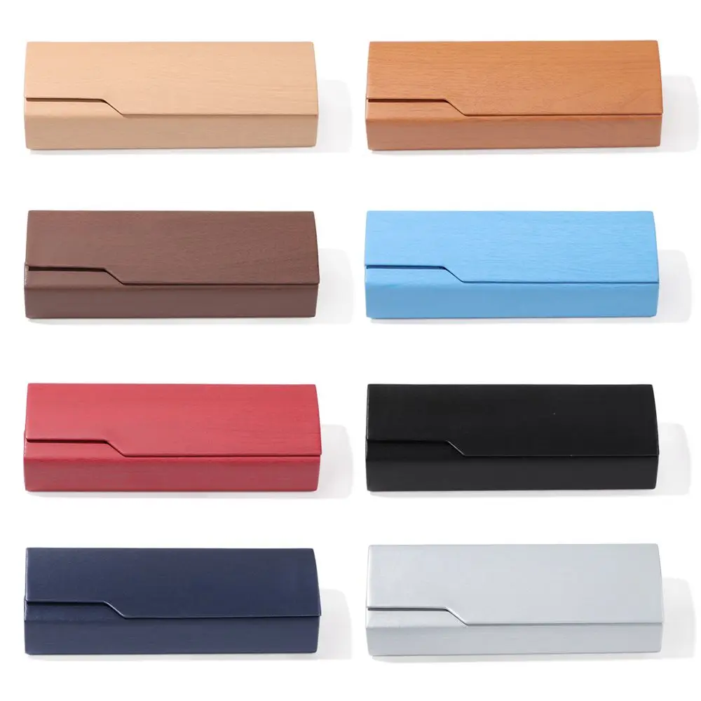 Wood Grain Flip Rectangle Glasses Case High-grade Compression Wood ...