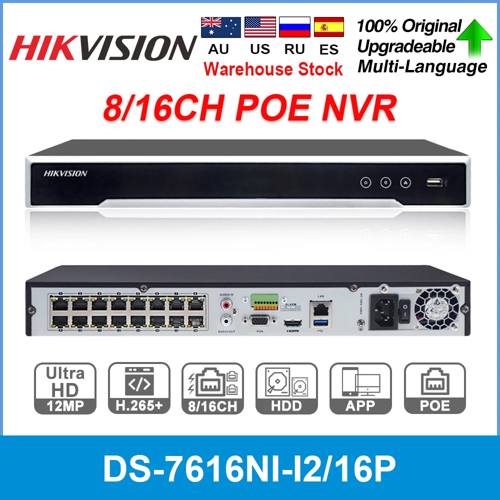 Original Hikvision Nvr 4k Poe 8ch Ds-7608ni-i2/8p 16ch Ds-7616ni-i2/16p ...