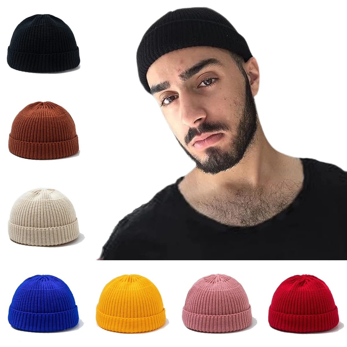 Fisherman-Beanie-Skull-Cap-for-Men-Knit-Cuff-Warm-Winter-Hats-Trawler ...